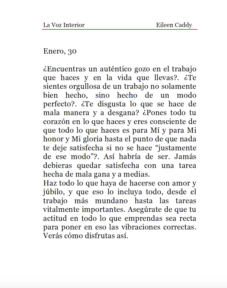 La Voz Interior de Eileen Caddy, sábado 30 de enero – La casa de Jave