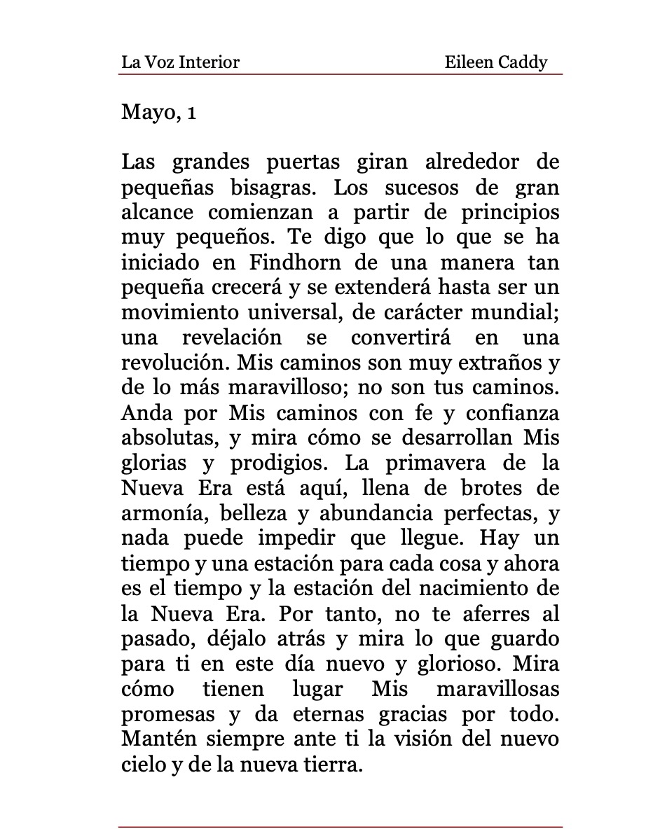 La Voz Interior de Eileen Caddy, sábado 1 de mayo – La casa de Jave