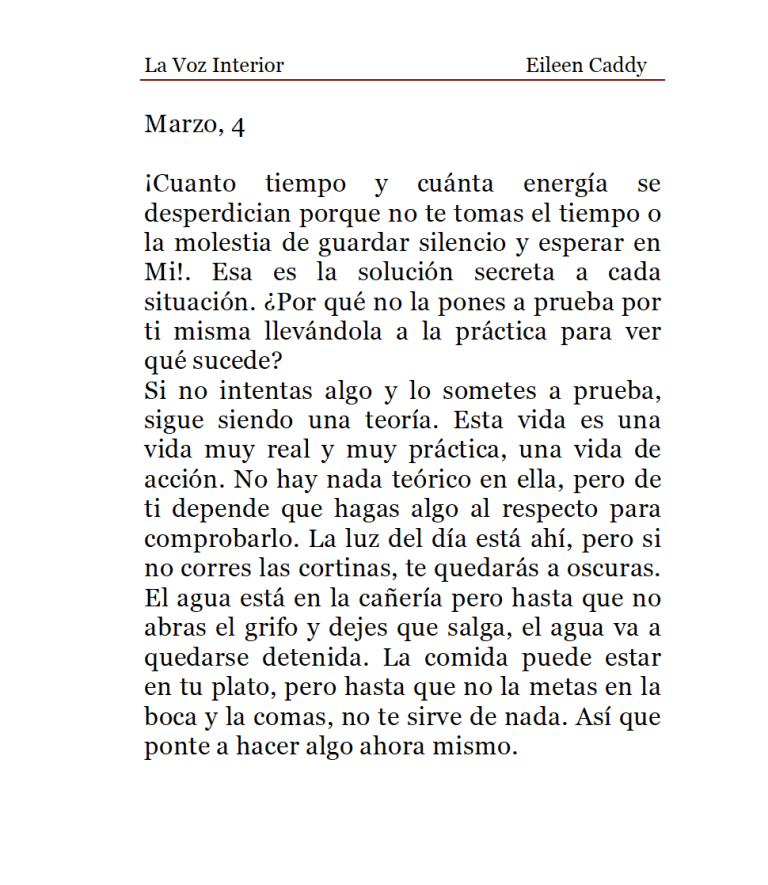 «La Voz Interior» de Eileen Caddy, sábado 4 de marzo – La casa de Jave