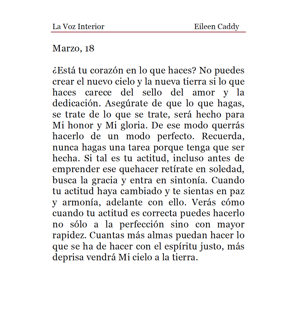 «La Voz Interior» de Eileen Caddy, sábado 18 de marzo – La casa de Jave