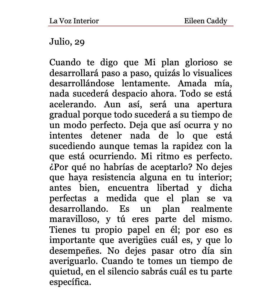 «La Voz Interior» de Eileen Caddy, sábado 29 de julio – La casa de Jave