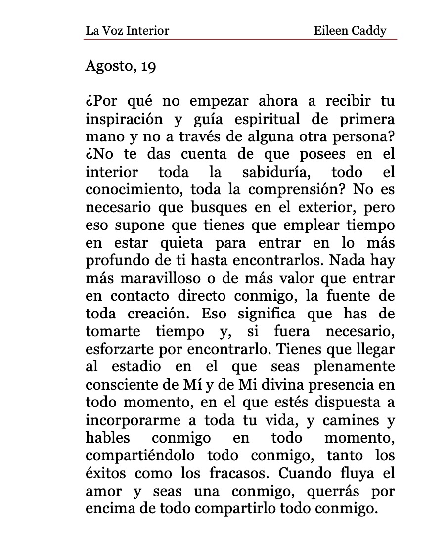 «La Voz Interior» de Eileen Caddy, sábado 19 de agosto – La casa de Jave
