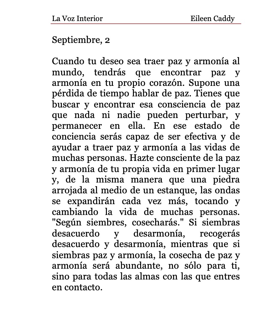 «La Voz Interior» de Eileen Caddy, sábado 2 de septiembre – La casa de Jave